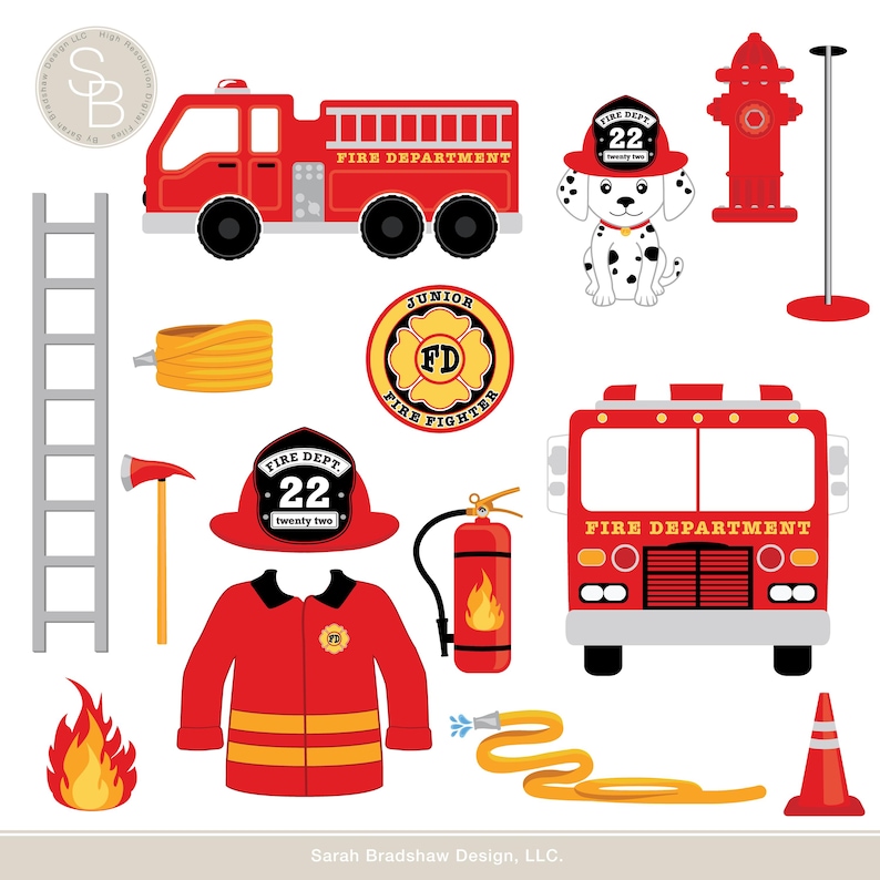 Firefighter Clip Art: Fire Engine, Fire Truck, Emergency Rescue Clip ...