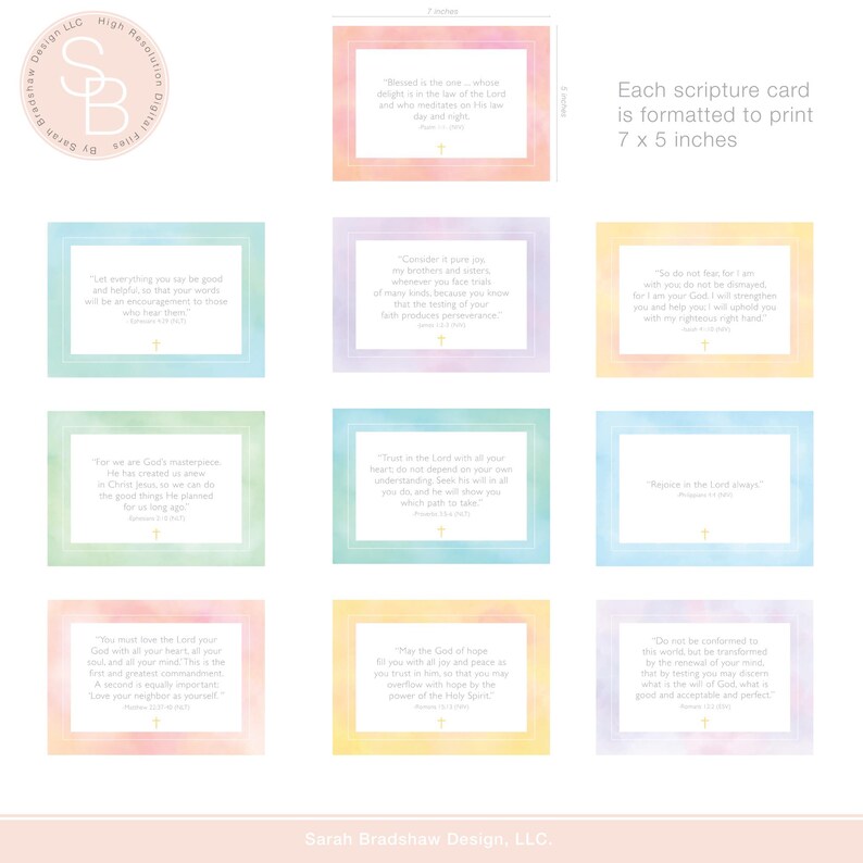 Watercolor Bible Verse Cards: Inspirational Scripture (digital Download ...