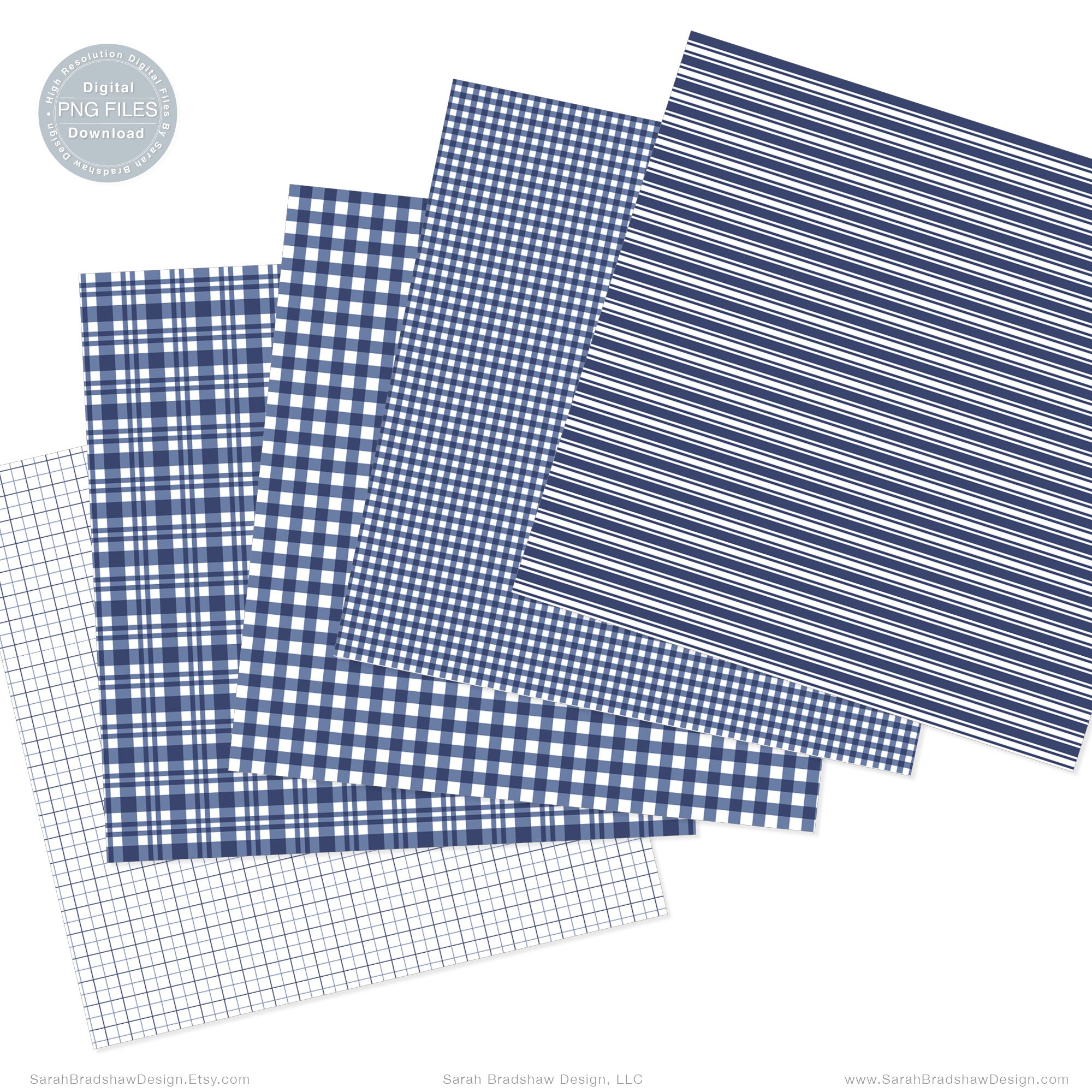 Seamless Digital Paper. Digital Pattern. Navy Blue Digital Paper. Plaid ...