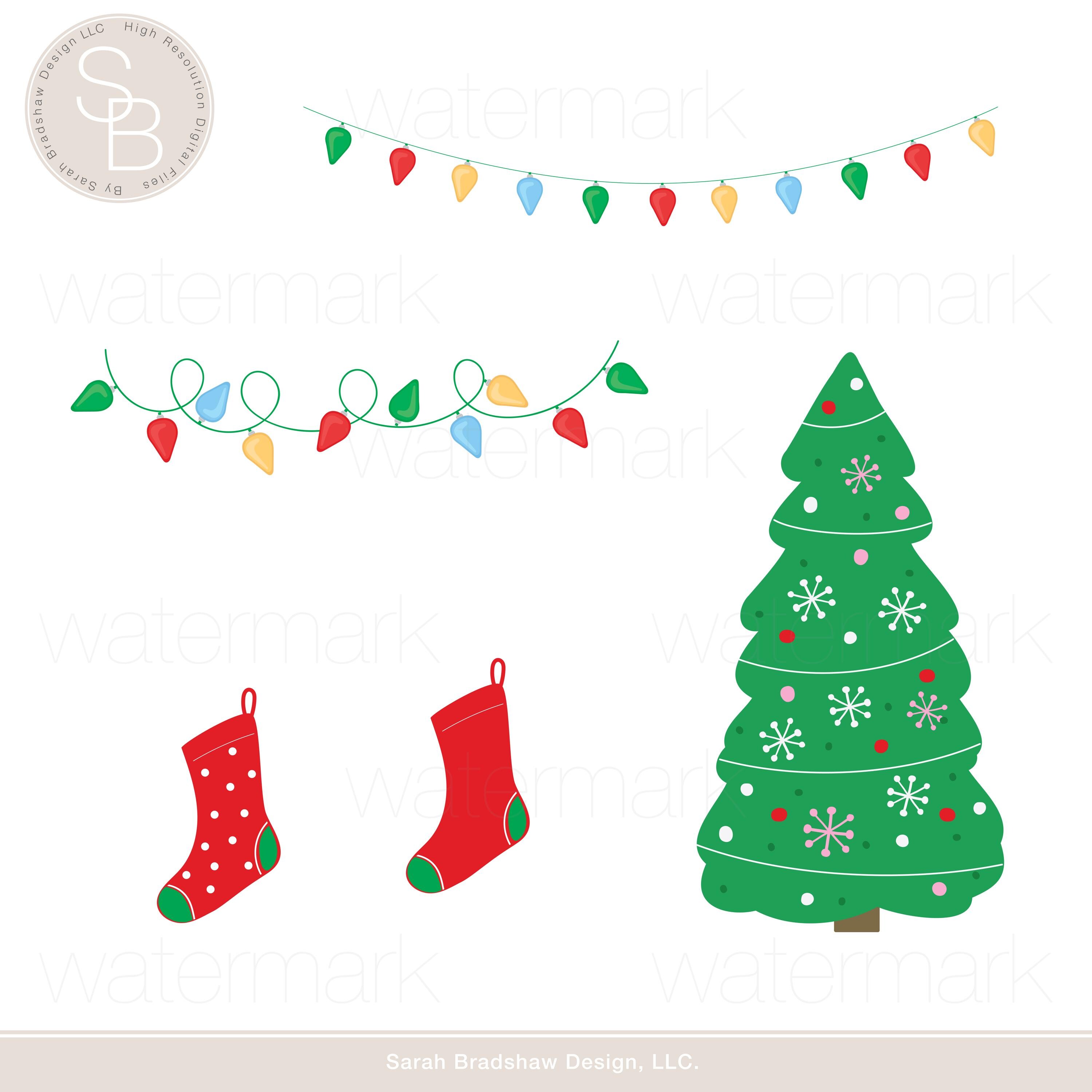 Retro Christmas Clipart Set: Camper Van, Tree, Gifts (PNG, JPG ...