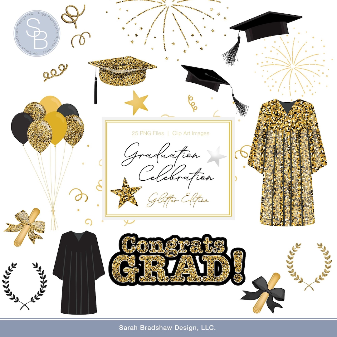 Graduation Celebration Clip Art. Glitter Graduation Clip Art. Sparkle ...