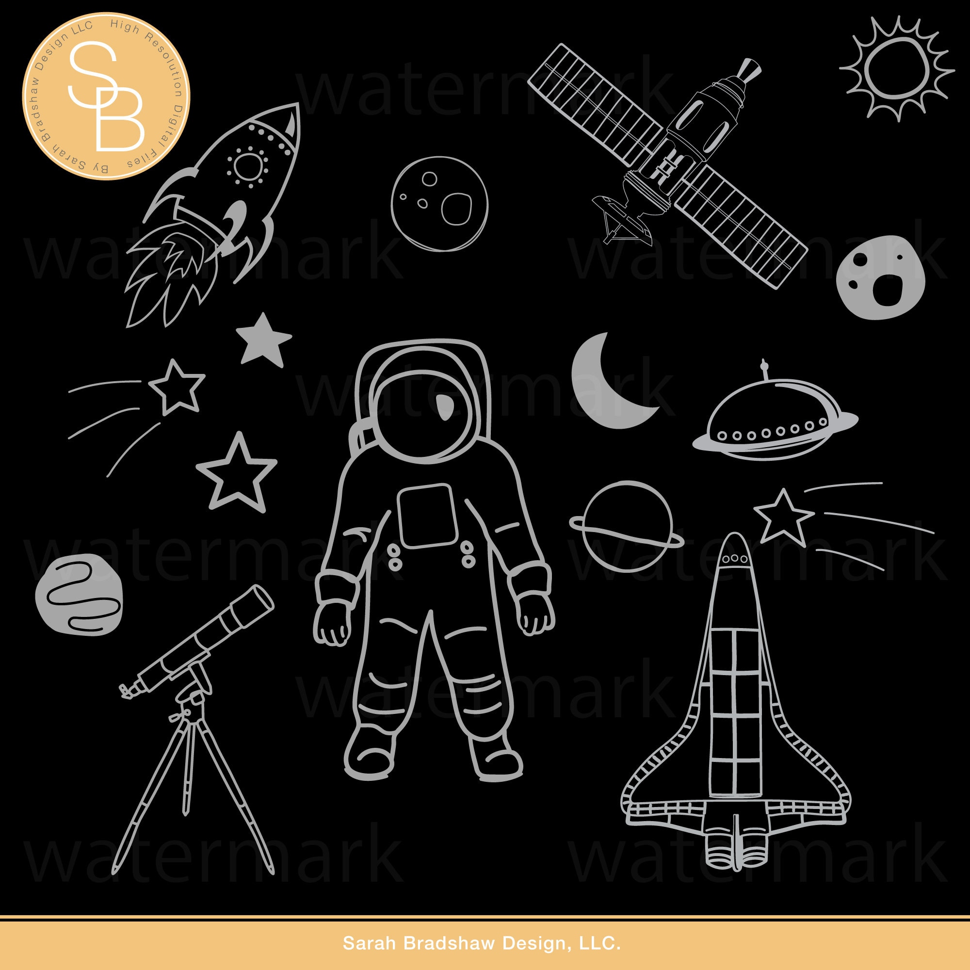 Space Exploration Clip Art Set. Astronaut Illustration. Outer Space ...