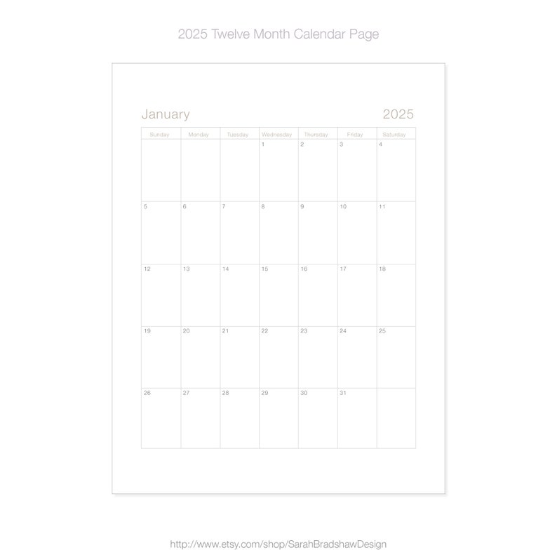 2025 - 12 Month Calendar and Year At-a-glance Calendar. Annual Calendar ...