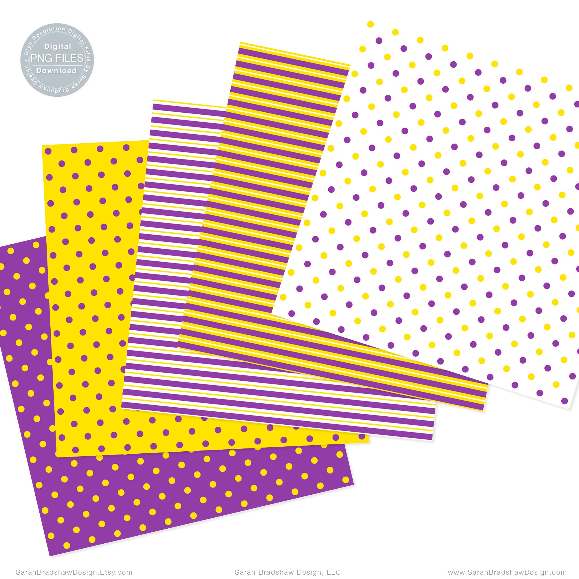Seamless Digital Paper. Digital Pattern. Purple and Yellow. Preppy ...