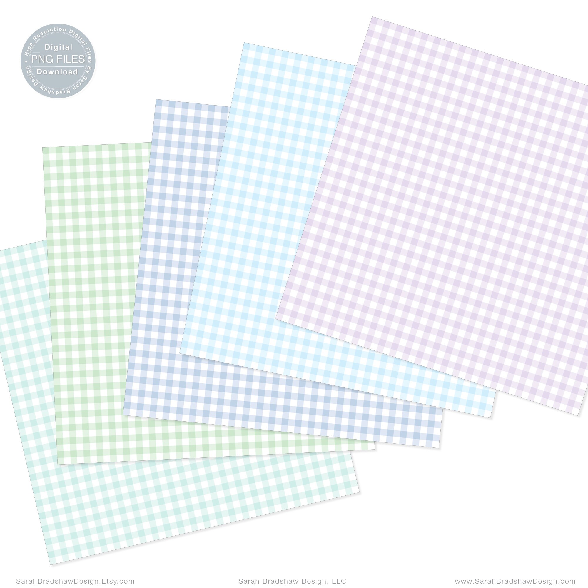 Seamless Digital Paper. Gingham Digital Paper. Pastel Gingham Digital ...