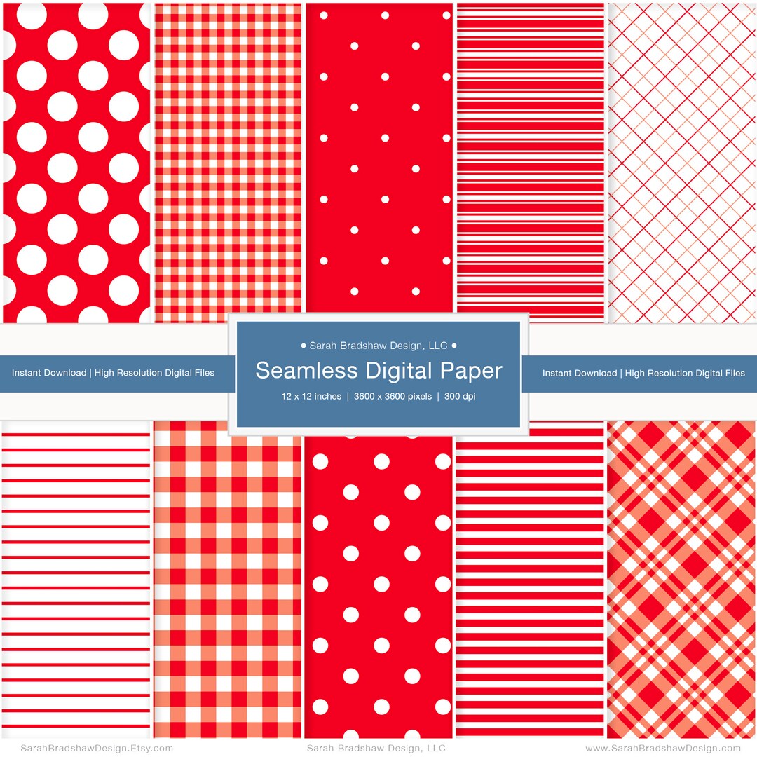 Seamless Digital Paper. Red Digital Pattern. Red Digital Paper. Plaid ...