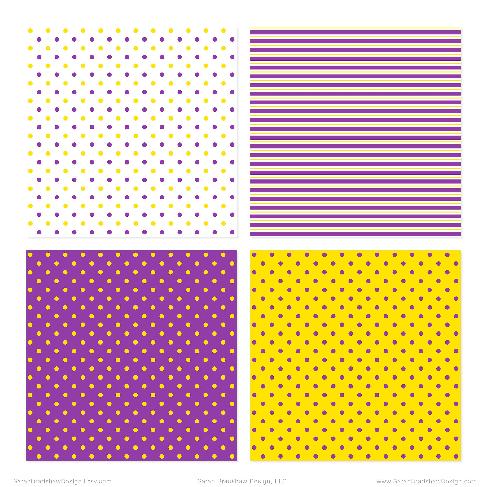 Seamless Digital Paper. Digital Pattern. Purple and Yellow. Preppy ...