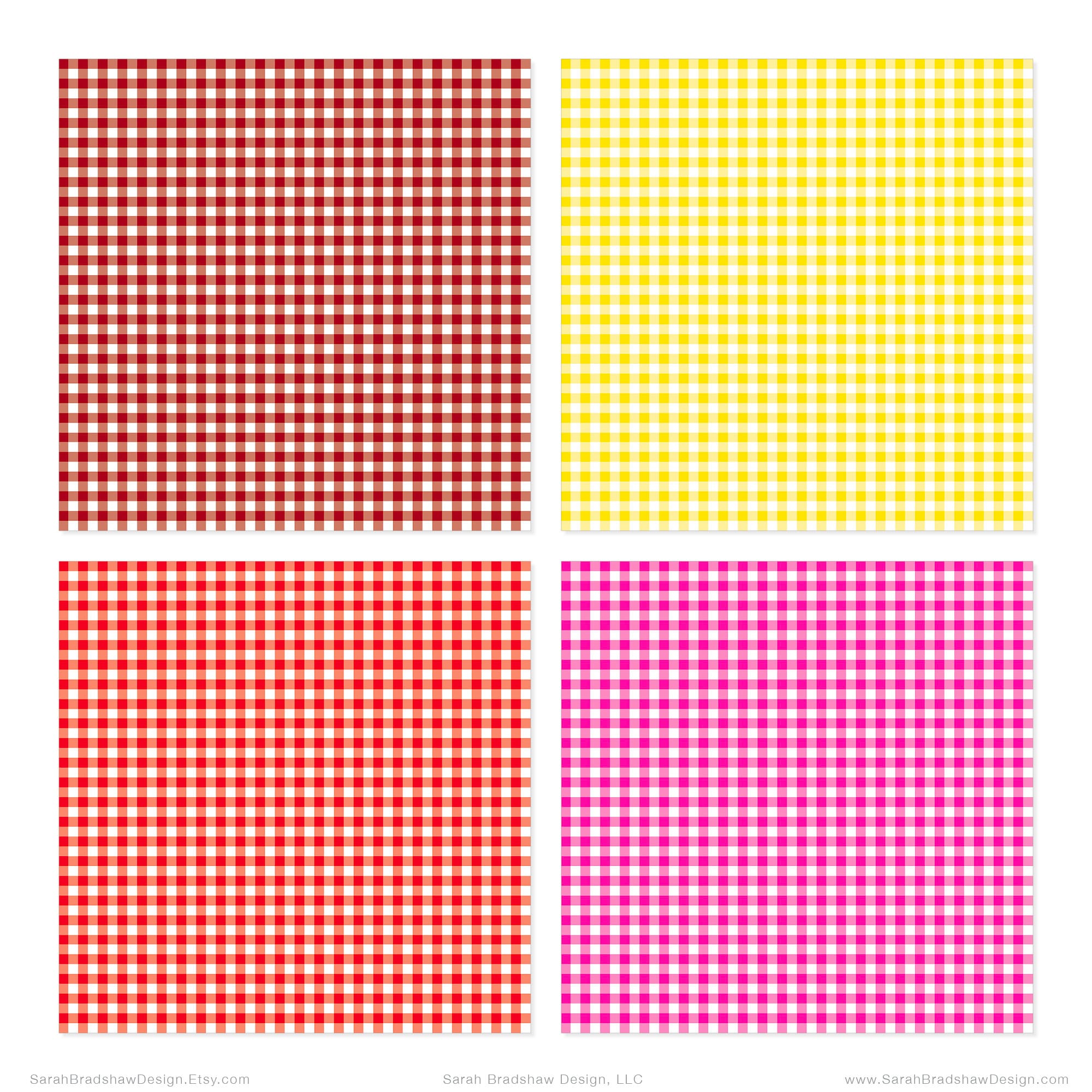 Seamless Digital Paper. Gingham Digital Paper. Red Gingham. Country and ...