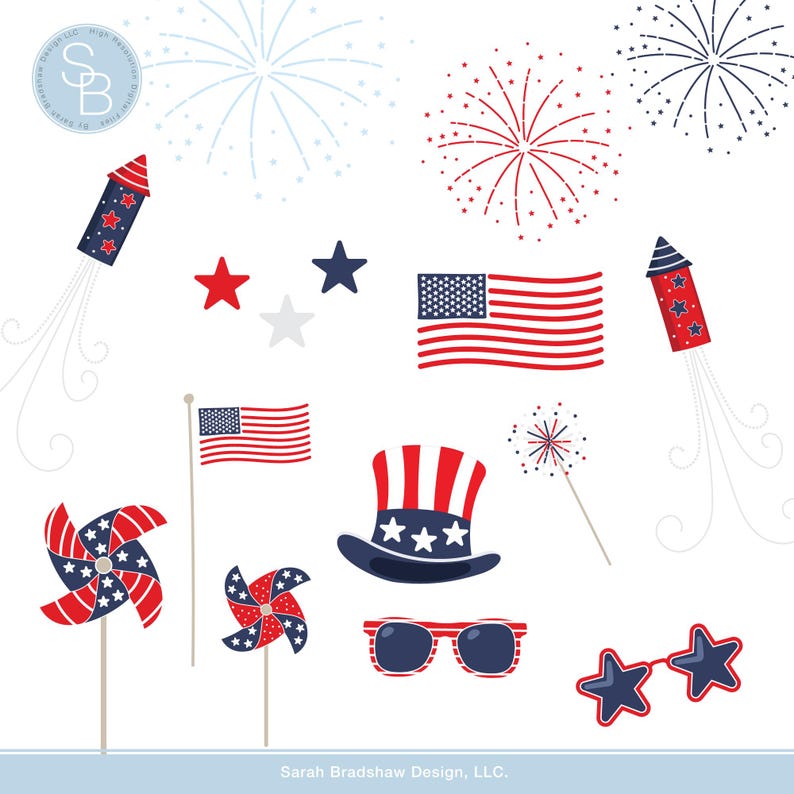 4th of July Clip Art: Patriotic Stars & Stripes (PNG, JPG Digital ...