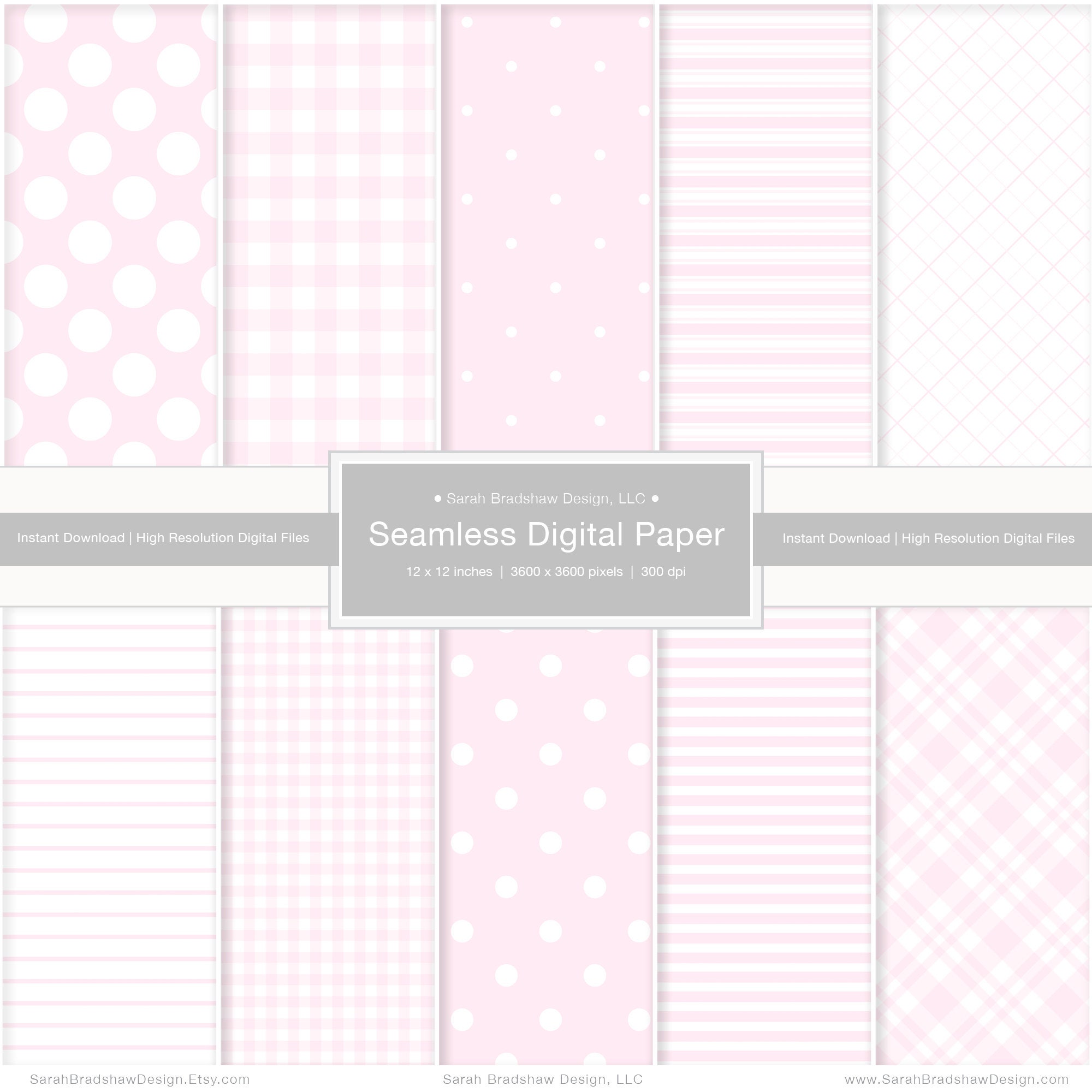 Pastel Pink Digital Paper: Seamless Patterns (PNG Files) - Etsy