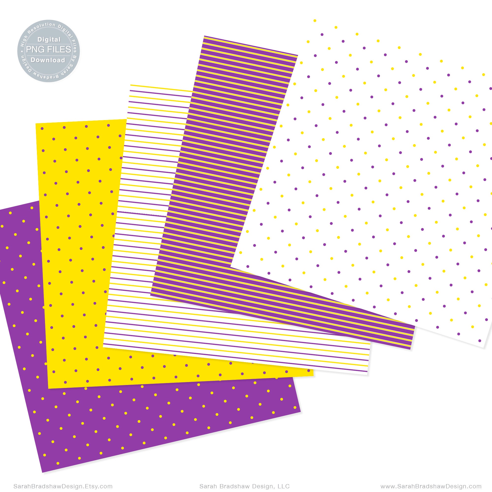 Seamless Digital Paper. Digital Pattern. Purple and Yellow. Preppy ...