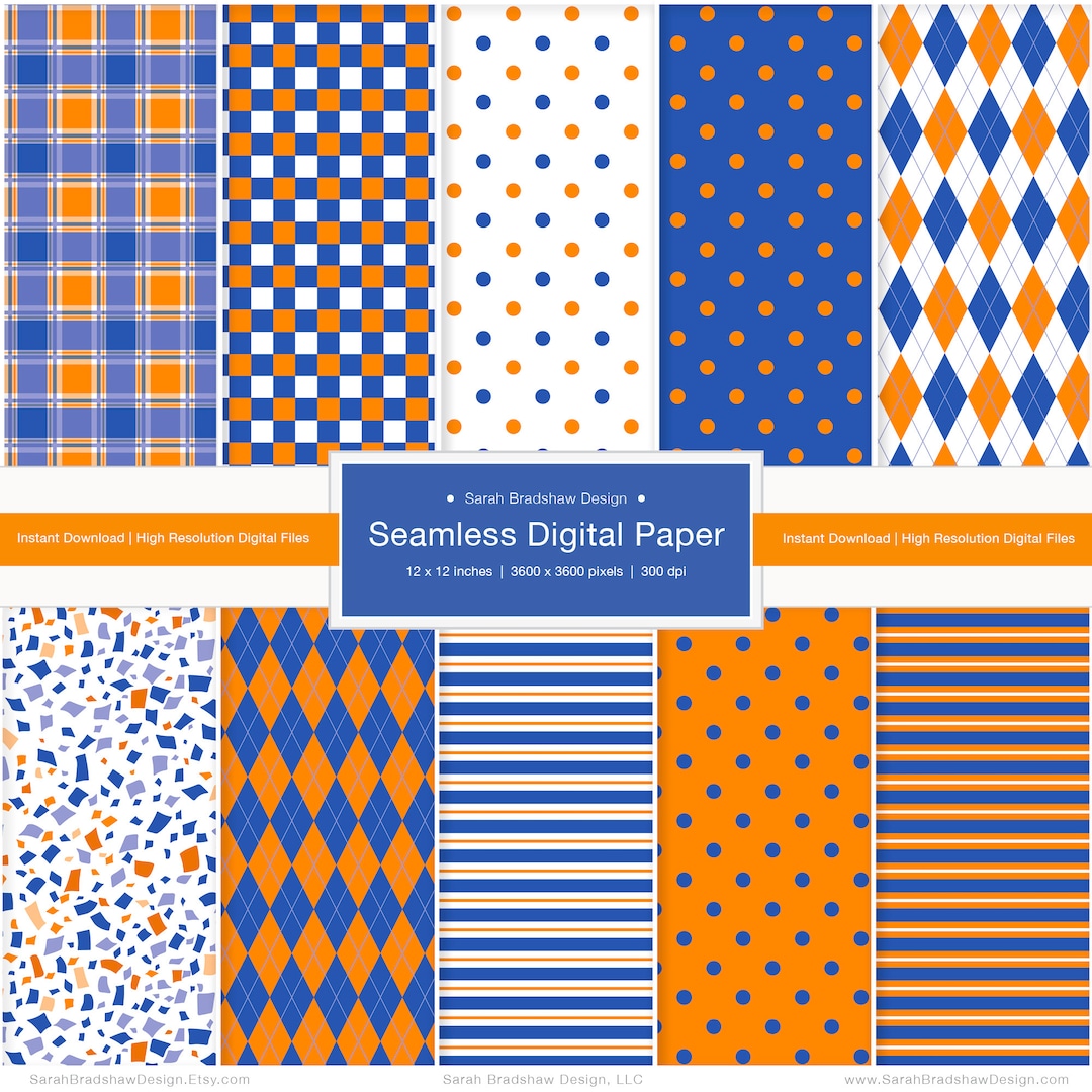 Seamless Digital Paper. Digital Pattern. Preppy Patterns. Orange and ...