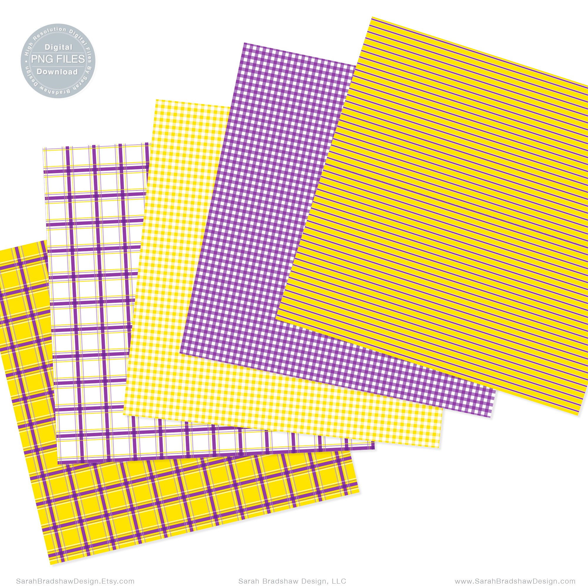 Seamless Digital Paper. Digital Pattern. Purple and Yellow. Preppy ...