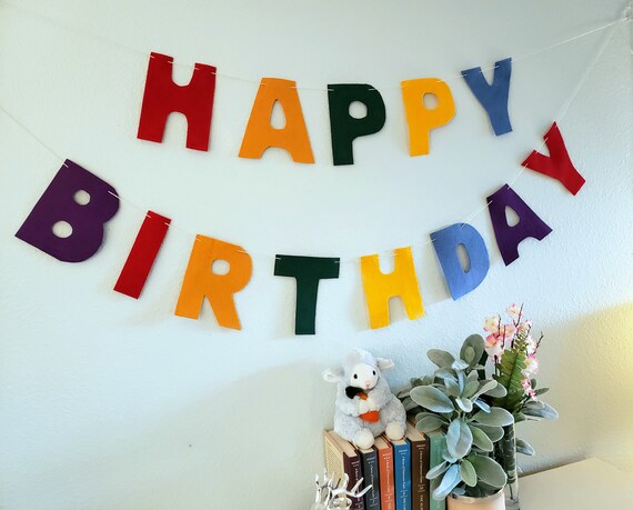 Happy Birthday Banner Felt Rainbow Birthday Gift Kid - Etsy