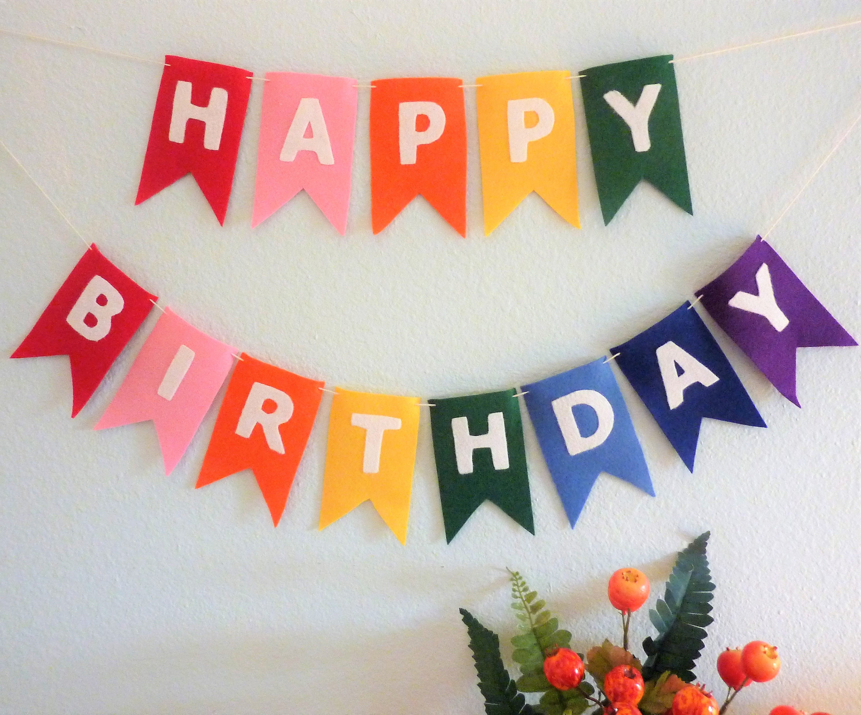 READY TO SHIP Felt Happy Birthday Rainbow Banner Rainbow - Etsy