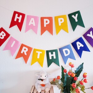 Large Felt Happy Birthday Rainbow Banner, Rainbow Felt Garland, Kid ...