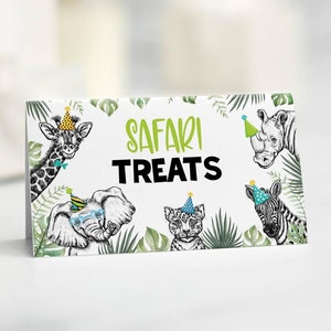 Safari Animals Place Cards EDITABLE Jungle Food Tent Cards Zoo Party ...
