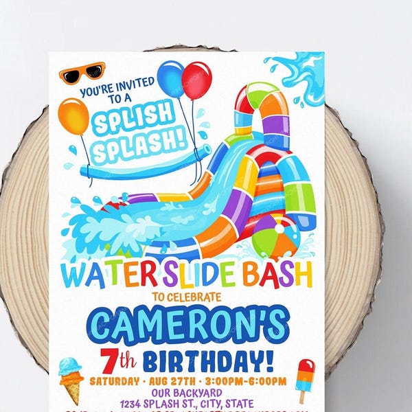 Water Slide Invite - Etsy