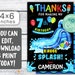 Editable Thank You Card Splish Splash Thank You Note Pool Beach Party ...