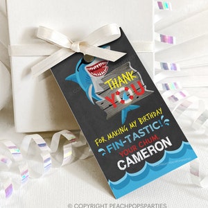 Editable Shark Birthday Thank You Tag - Ocean Birthday Favor Gift Tag ...