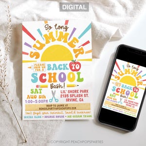 Back to School Party Invitation, EDITABLE Groovy End of Summer, Sun ...