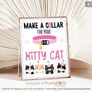 EDITABLE Make a Collar Sign Kitten Birthday Party DIGITAL Kitty Sign ...