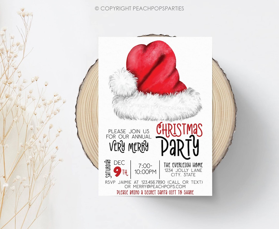 Editable Christmas Party Invitation, Holiday Dinner Party Invite ...