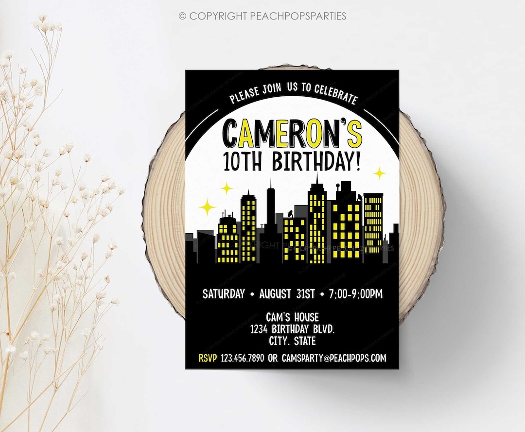 Editable Cityscape Birthday Invitation, ANY Age, 10th, City Skyscraper ...