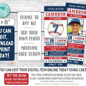 Editable Baseball Invitation, Baseball Birthday Party Invite, Baseball ...