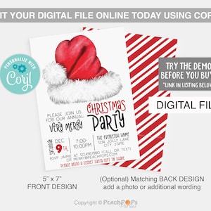 Editable Christmas Party Invitation Holiday Dinner Invite Annual Block ...