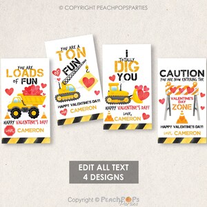 Printable Construction Valentine Cards, Classroom Valentine’s Day Tags ...