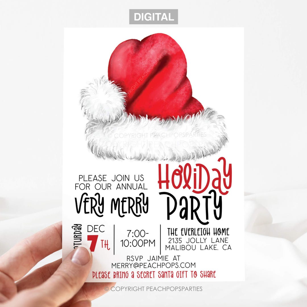 Editable Holiday Party Invitation, Christmas Dinner Party Invite ...