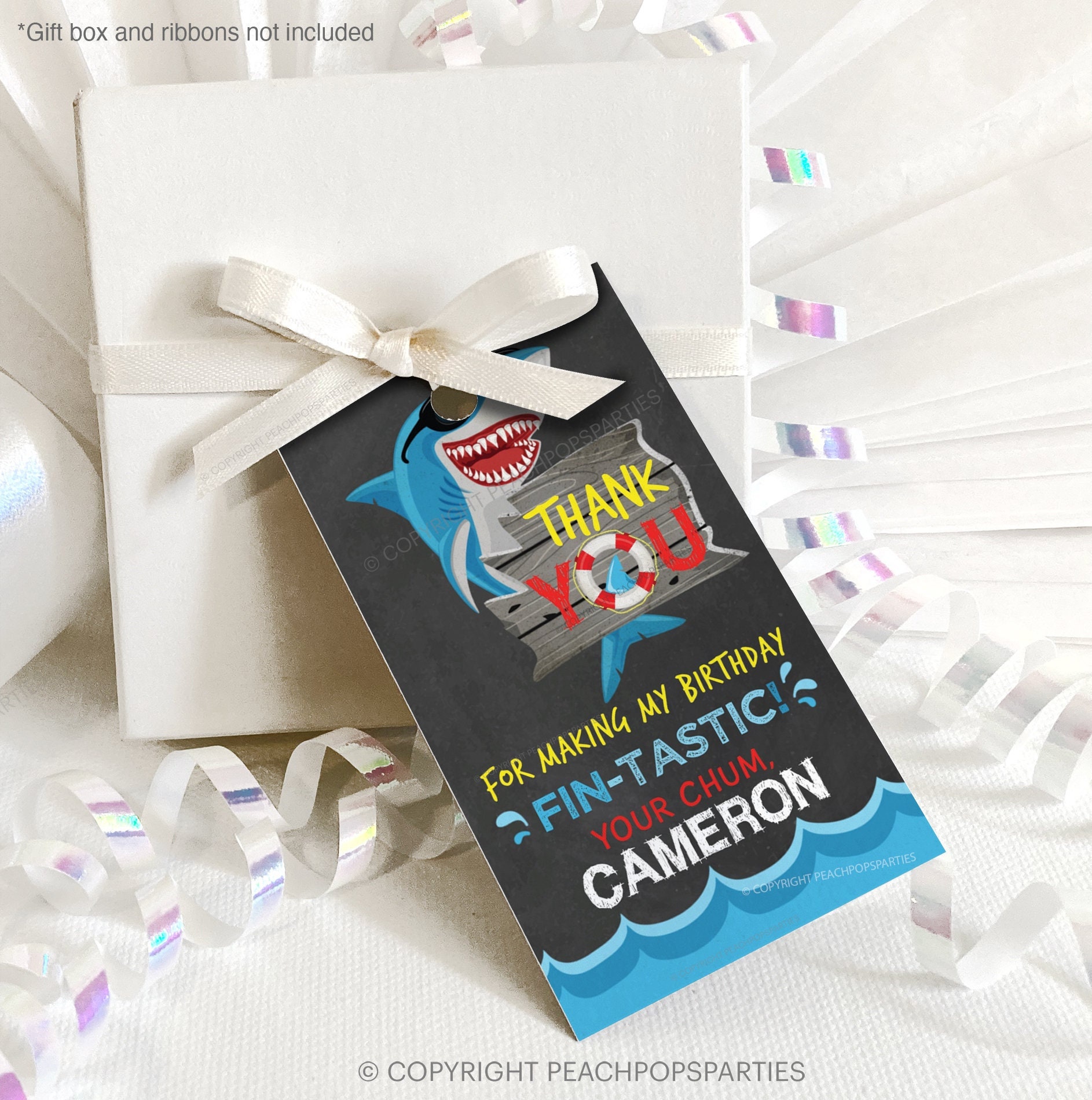Editable Shark Birthday Thank You Tag - Ocean Birthday Favor Gift Tag ...