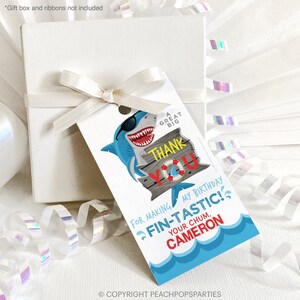 Editable Shark Thank You Tag Fin-tastic Pool Party Thanks ANY Age Party ...