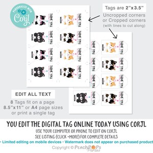 Kitten Party Favor Tags, Editable Kitty Cat Pawty Birthday Thank You ...