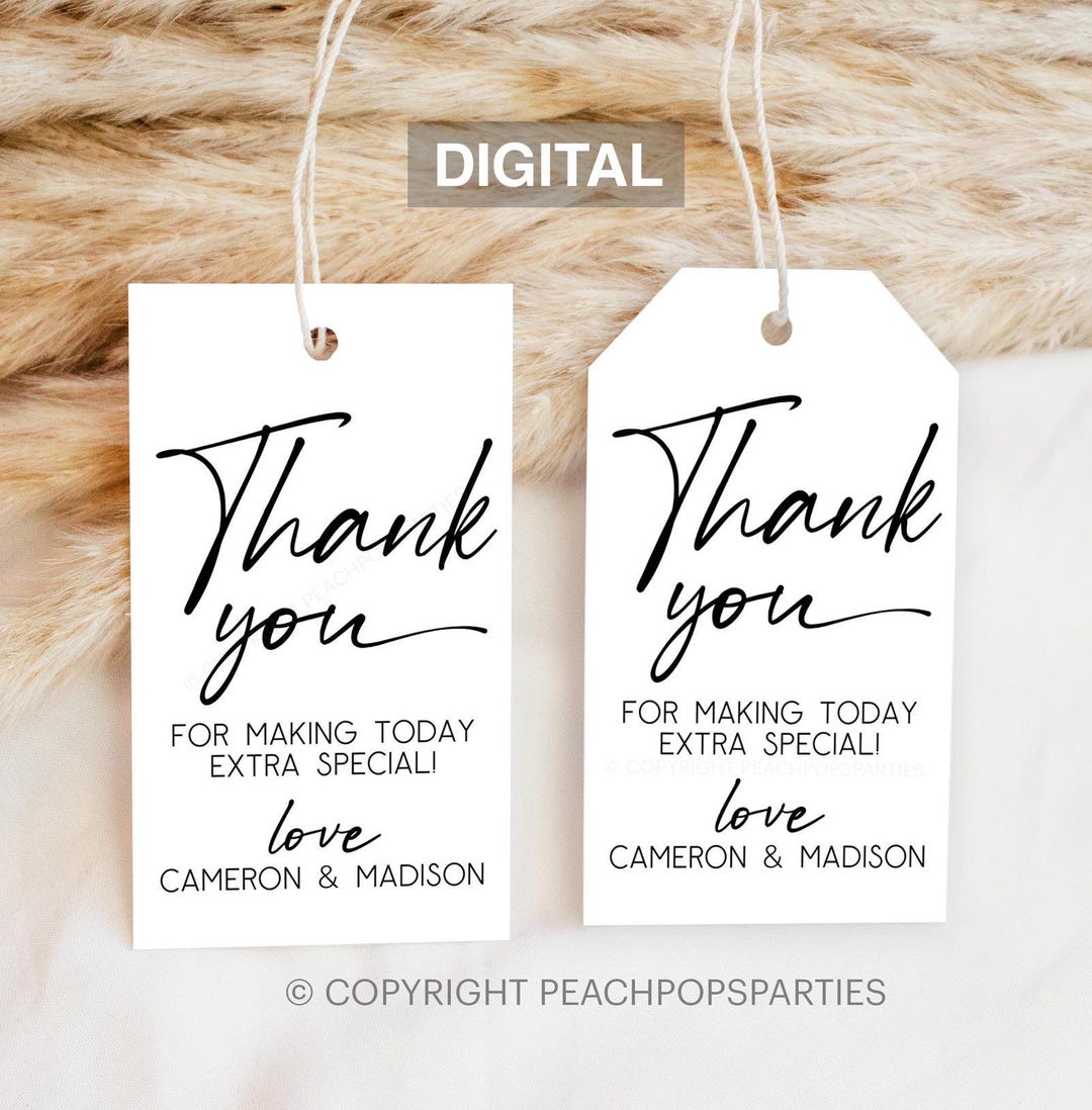 Editable Tag, Minimalist Thank You Tag, Modern Tag, Party Favor Tag ...