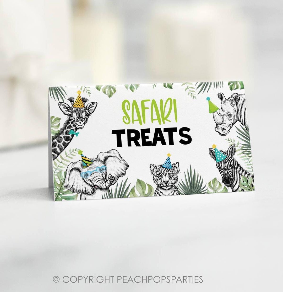 Safari Animals Place Cards EDITABLE Jungle Food Tent Cards Zoo Party ...
