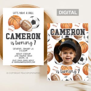 Lets Have a Ball Sports Party Invitation EDITABLE Birthday Invite ...