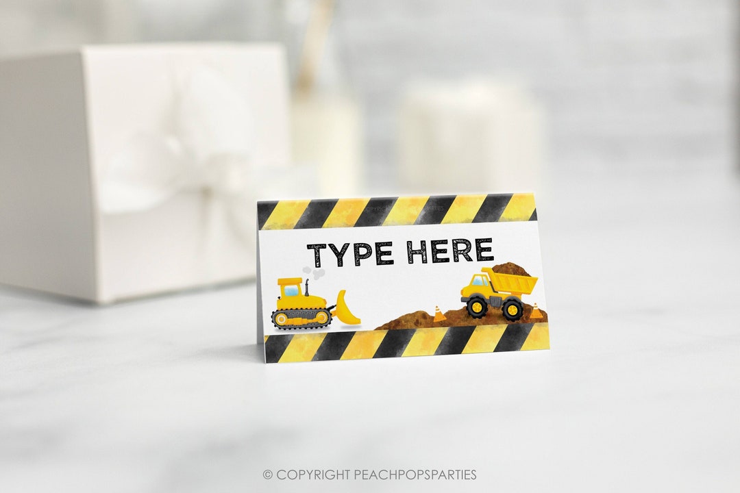 Construction Party Food Labels, EDITABLE Construction Food Tent Place ...