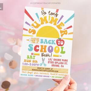 Back to School Party Invitation, EDITABLE Groovy End of Summer, Sun ...