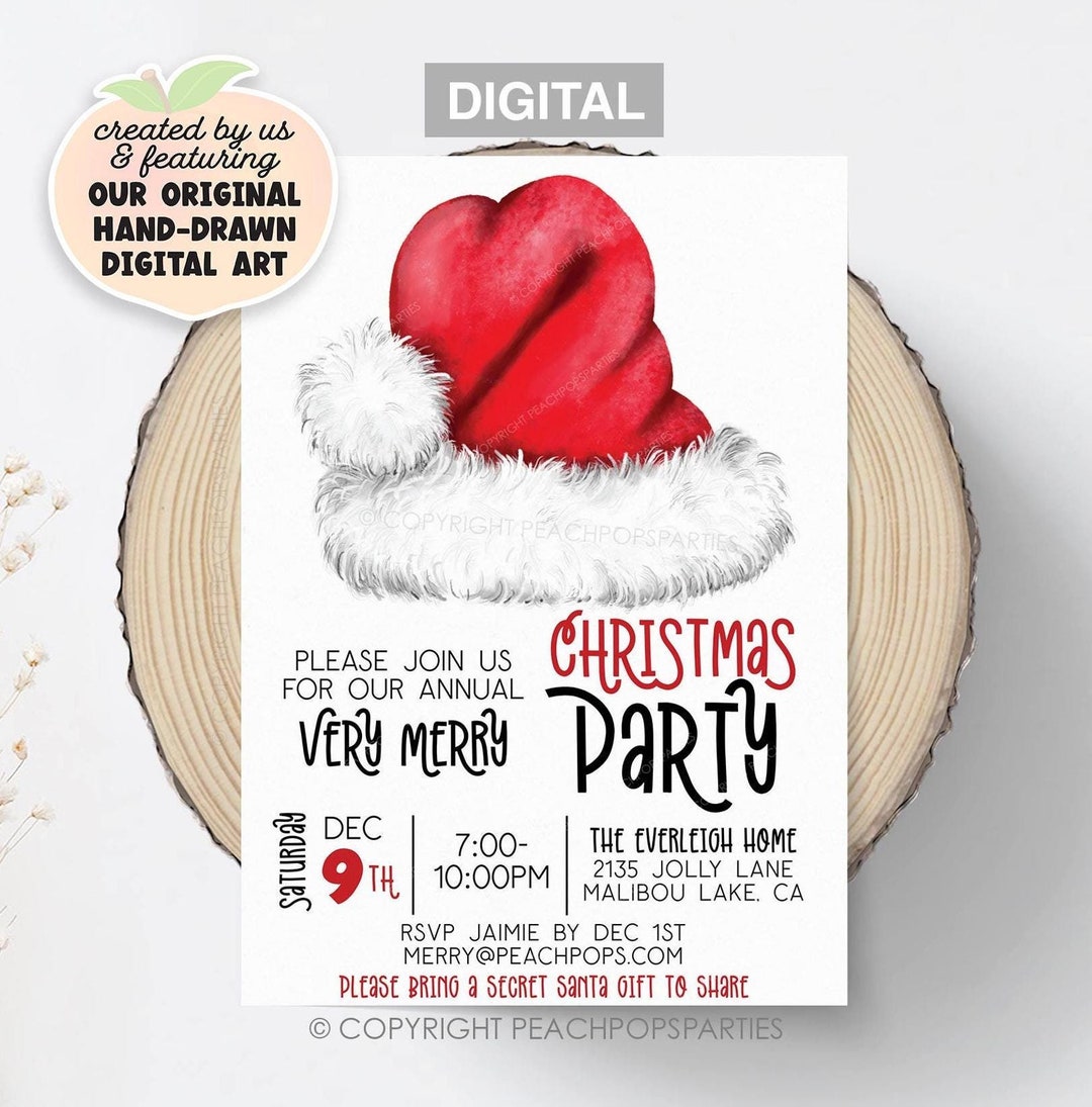 Editable Christmas Party Invitation Holiday Dinner Invite Annual Block ...
