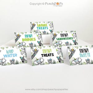 Safari Animals Place Cards EDITABLE Jungle Food Tent Cards Zoo Party ...