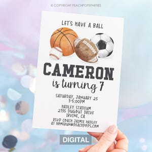 Lets Have a Ball Sports Party Invitation EDITABLE Birthday Invite ...