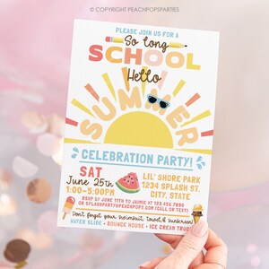 End of School Party Invitation, Hello Summer, School’s Out, Boho, Sun ...
