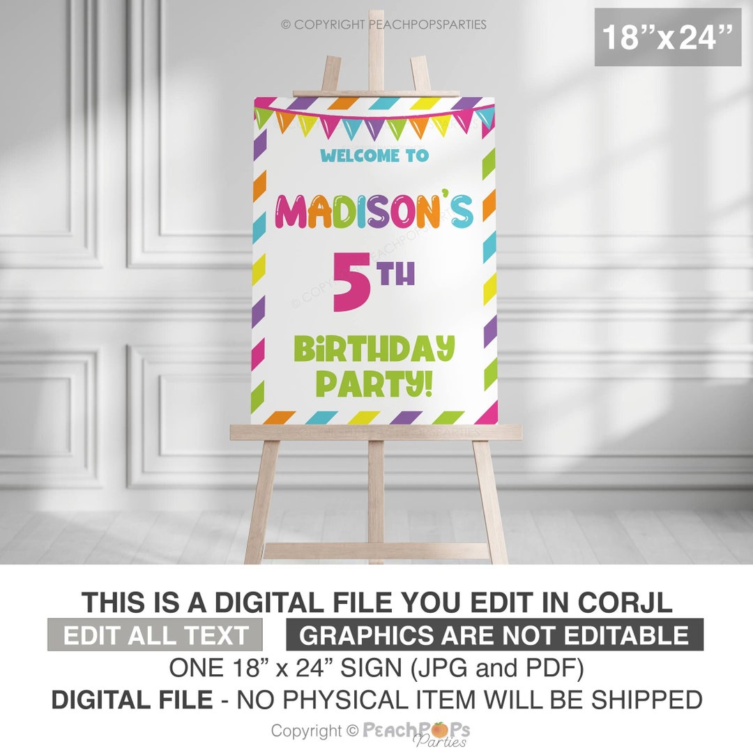 Jump Tumble Play Birthday Welcome Sign Editable DIGITAL Gymnastics ...
