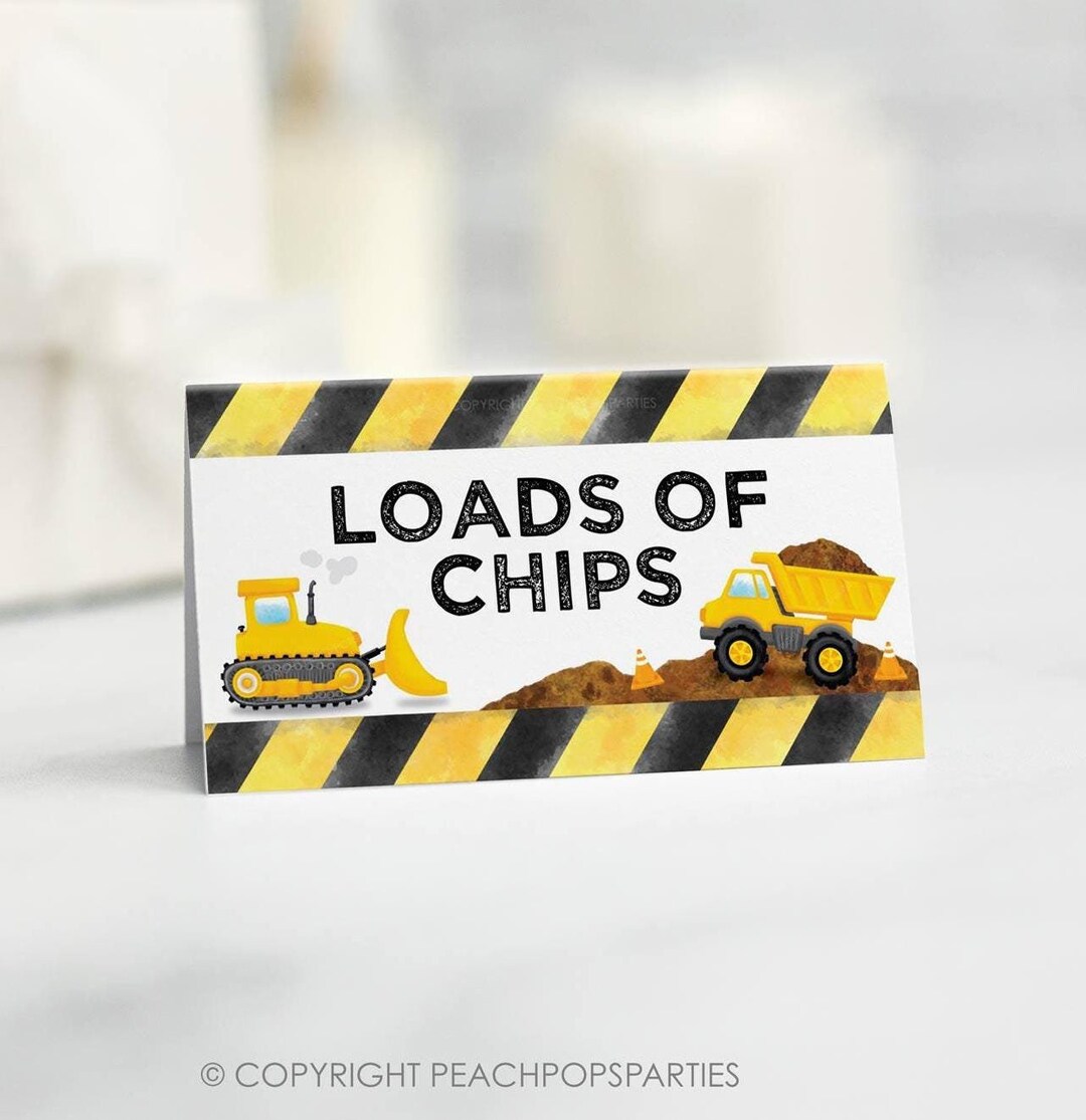 Construction Party Food Labels, EDITABLE Construction Food Tent Place ...