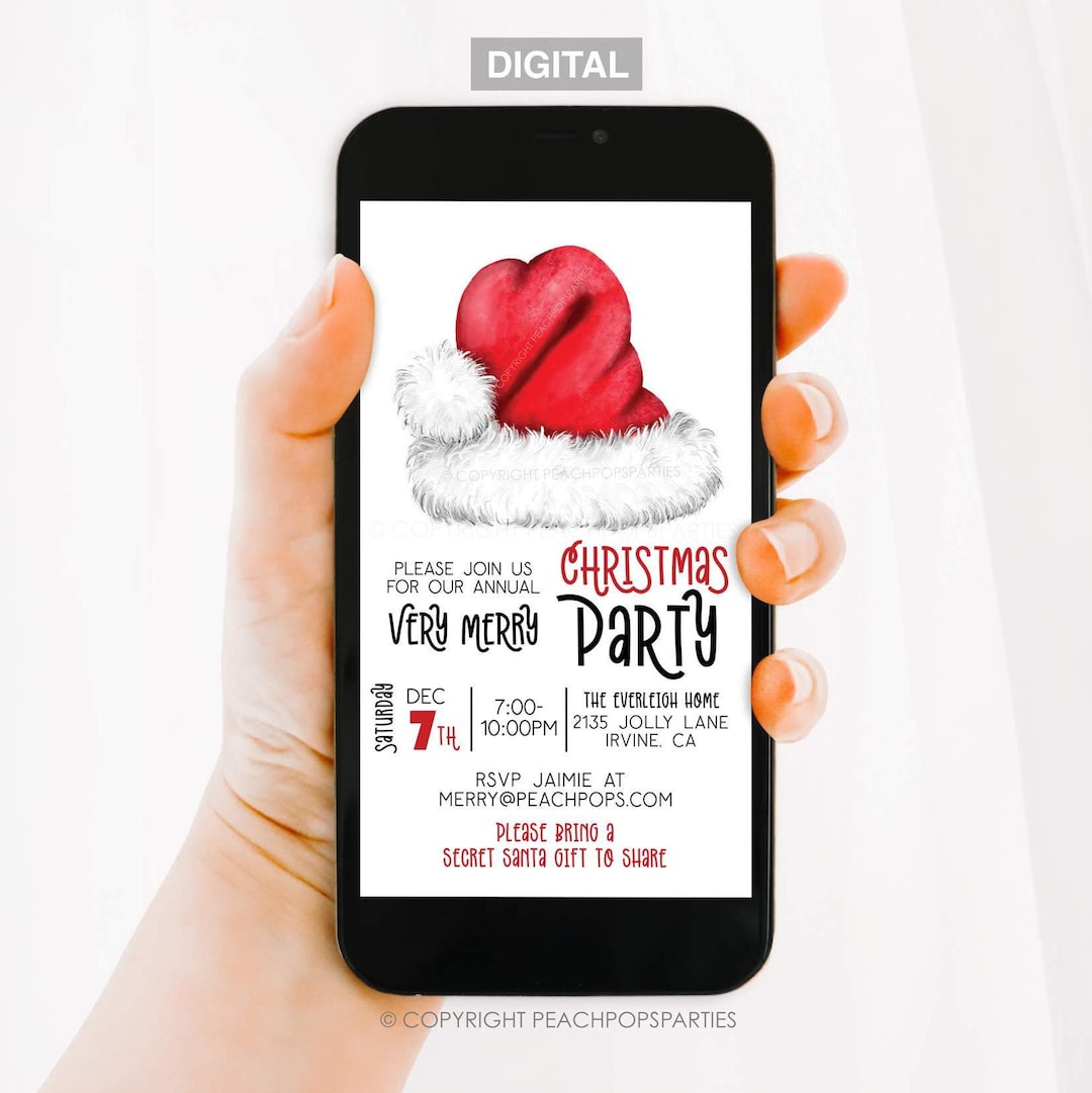 Electronic Christmas Party TEXT Invitation, Editable Holiday Annual ...