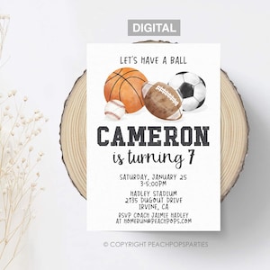 Lets Have a Ball Sports Party Invitation EDITABLE Birthday Invite ...