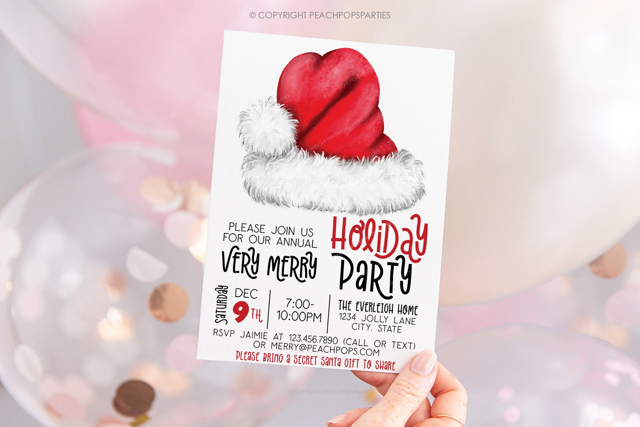 Editable Holiday Party Invitation, Christmas Dinner Party Invite ...