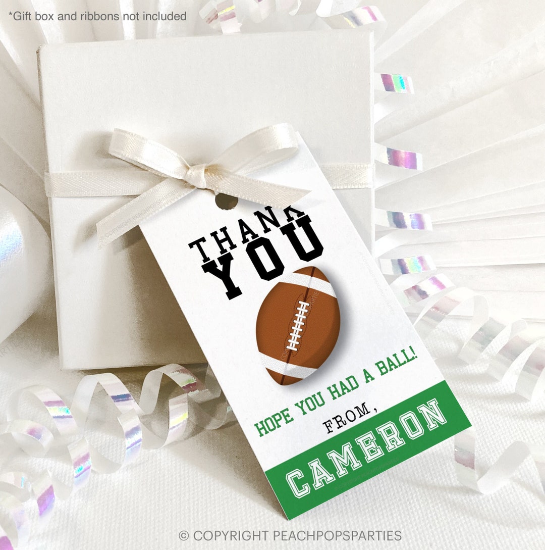 Football Favor Tag, Editable Football Birthday Party Thank You Tag ...